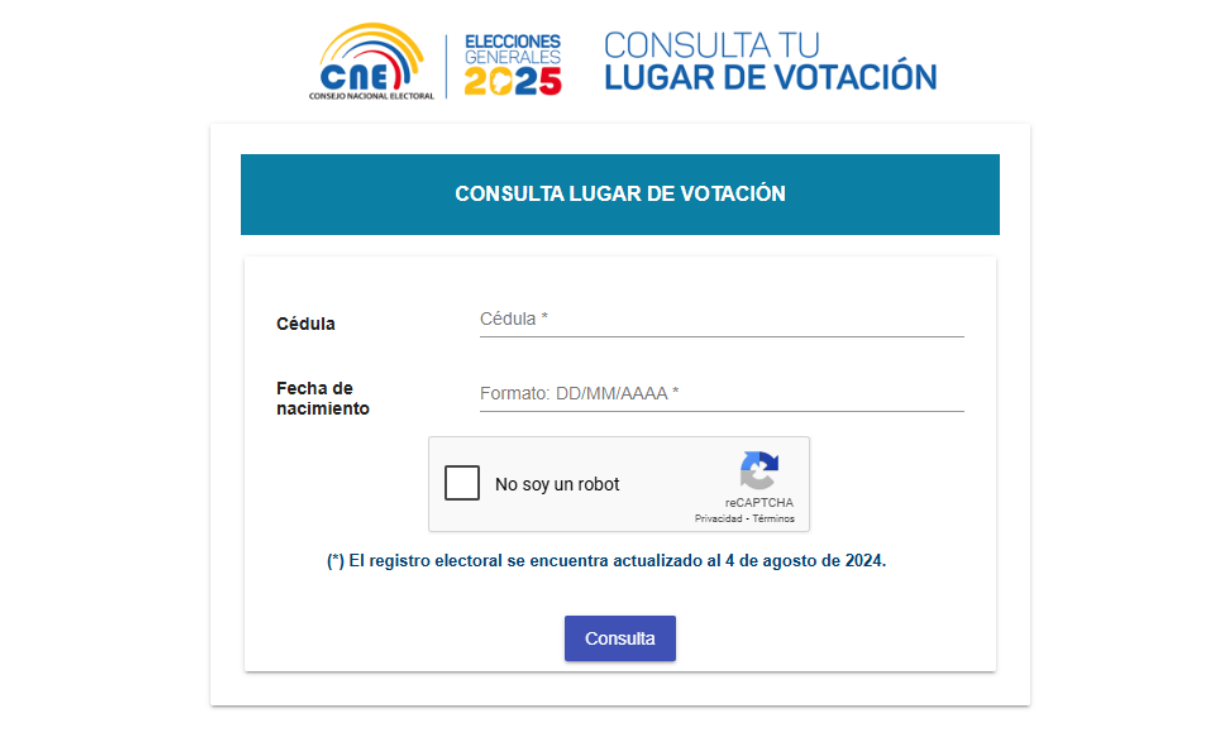 Consulta tu lugar de votación 2025 fácil y rápido en este link: elecciones en Ecuador
